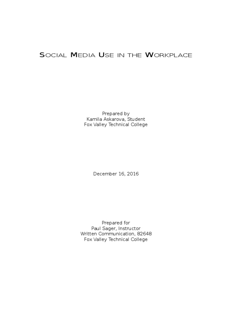 Research Report Social Media in The Workplace | PDF | Social Media ...