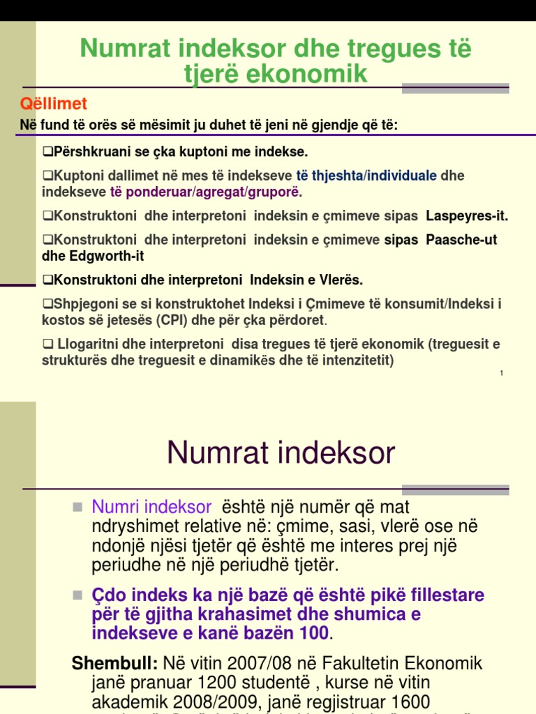 STATISTIKE Numrat Indeksor | PDF