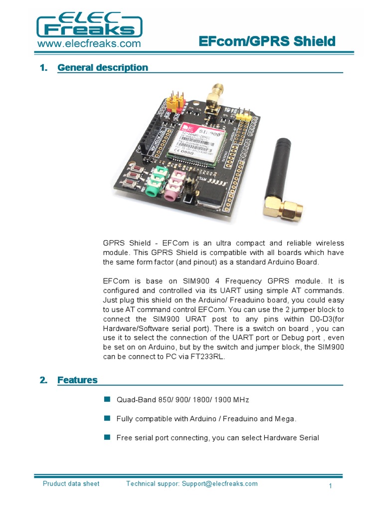 Efcom/Gprs Efcom/Gprs Efcom/Gprs Efcom/Gprs Shield Shield Shield Shield | PDF | Arduino ...