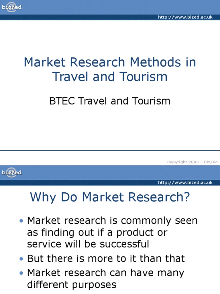 Market Research Methods in Travel and Tourism | PDF