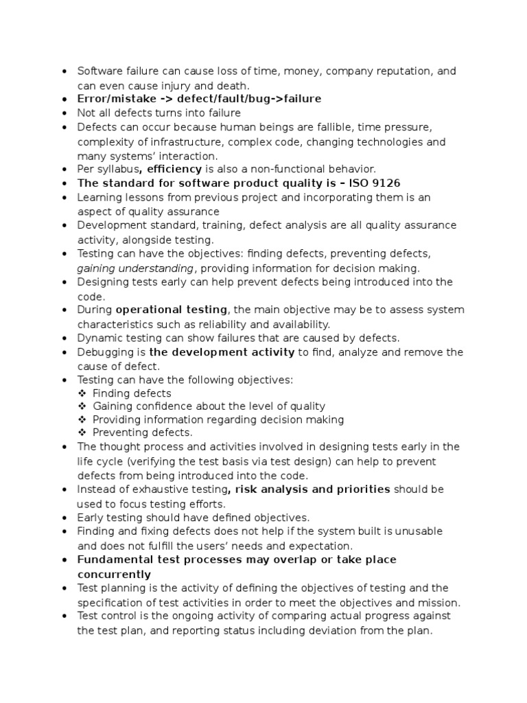 Notes For ISTQB Foundation Level Certification | PDF | Software Testing ...