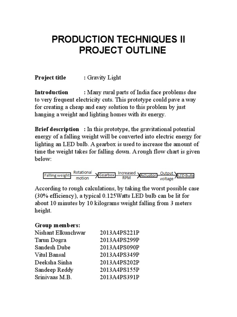 ProdT II Project Outline | PDF