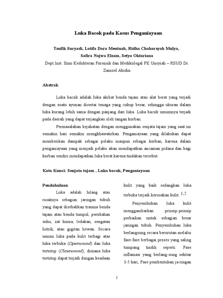 Artikel Luka Bacok Forensik RDNN | PDF