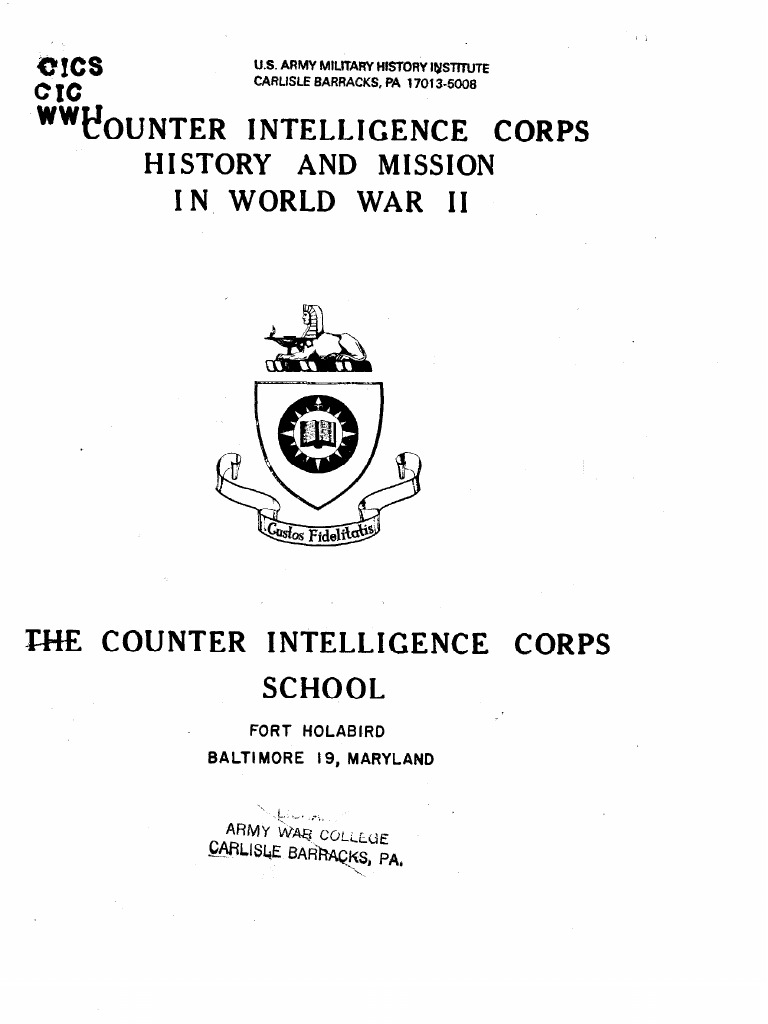 CIC History and Mission in WWII | PDF | Counterintelligence | Staff ...