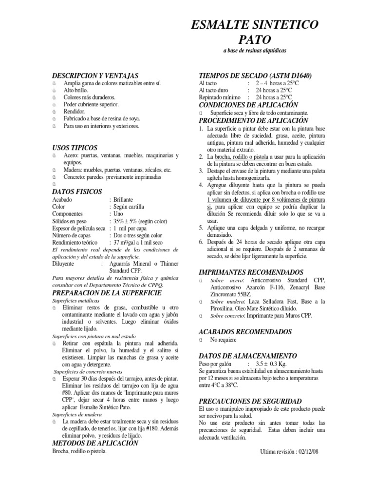 Esmalte Sintetico Pato PDF | PDF | Pintar | Agua