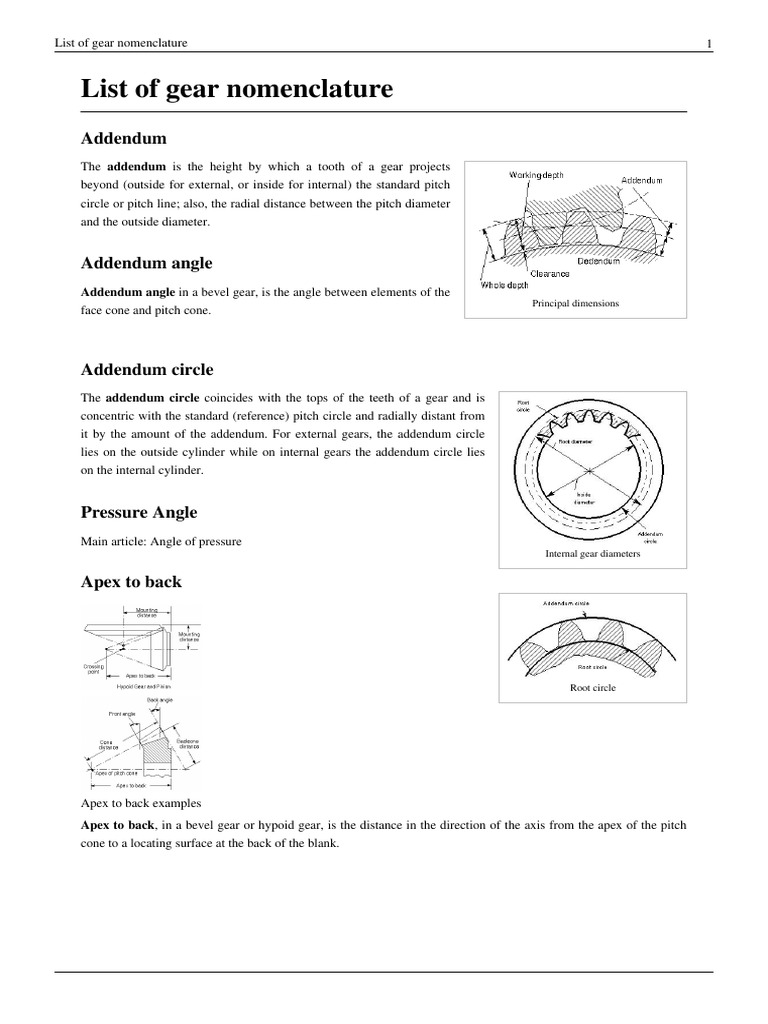List of Gear Nomenclature | PDF | Gear | Euclidean Geometry