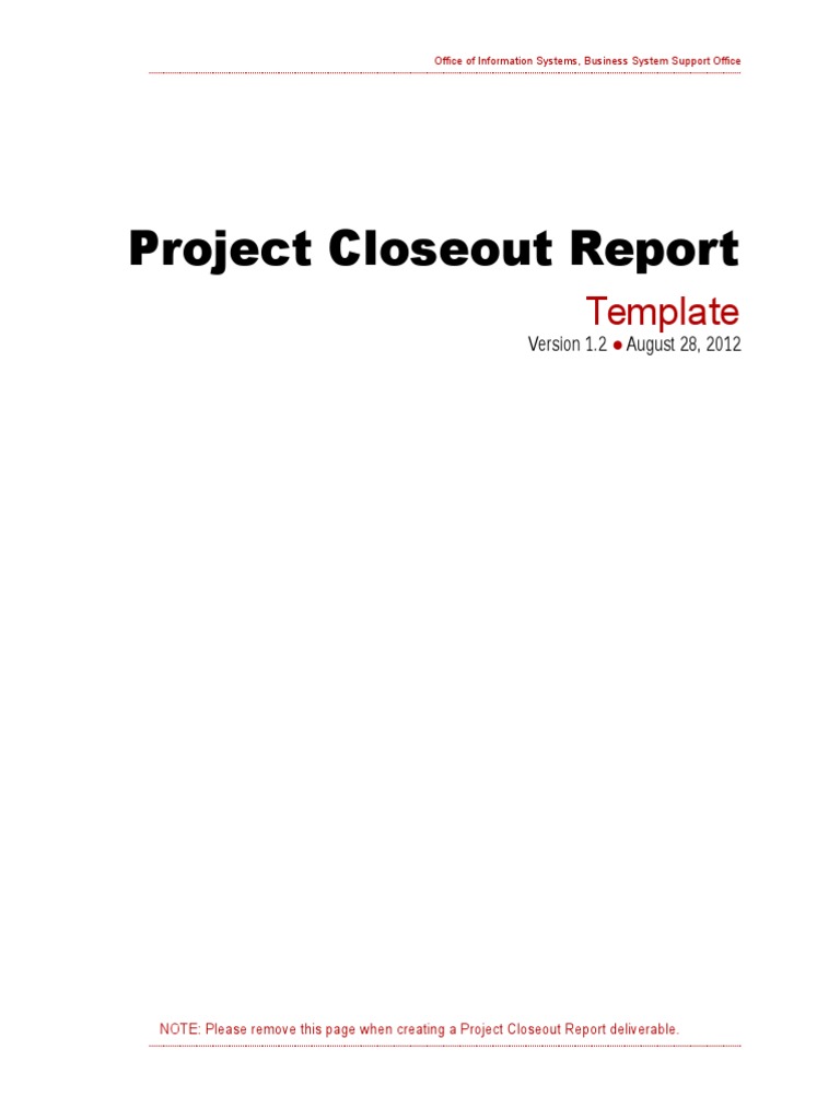 Project Closeout Template | PDF | Audit | Project Management