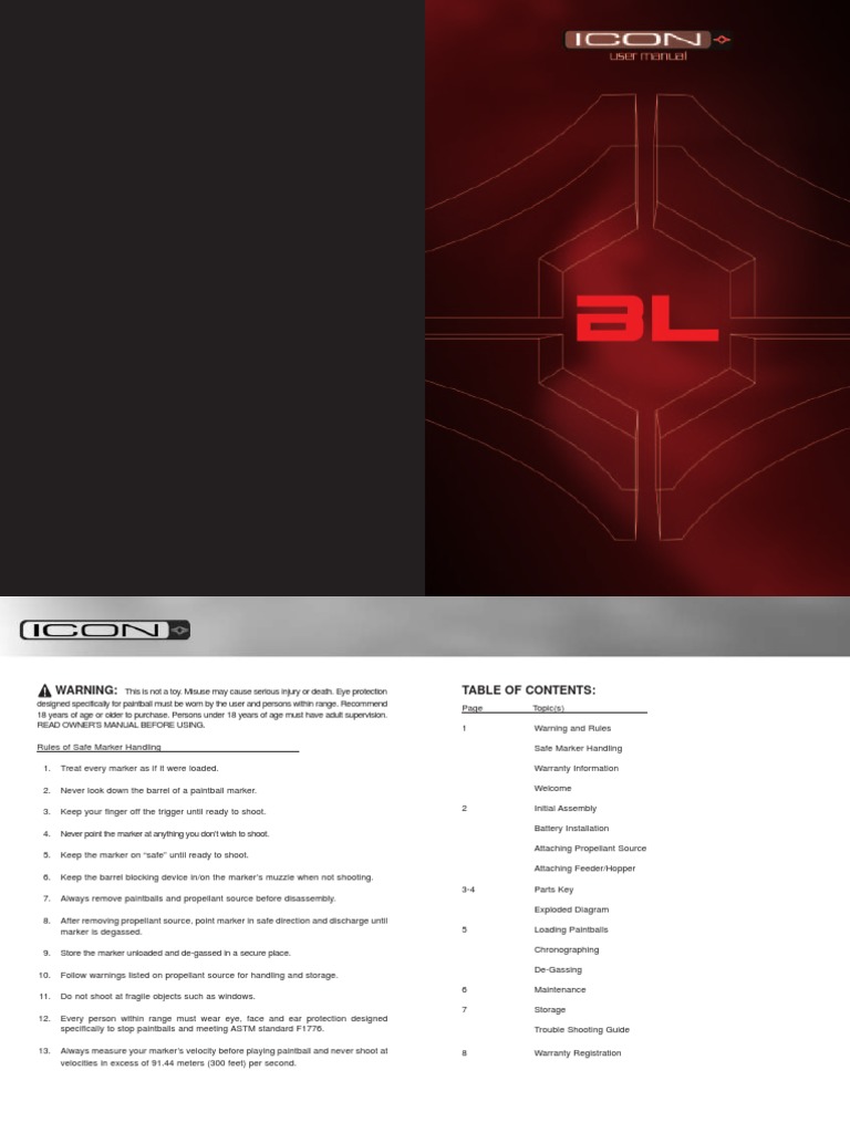 32 Degrees Icon BL Manual | PDF | Projectiles | Projectile Weapons