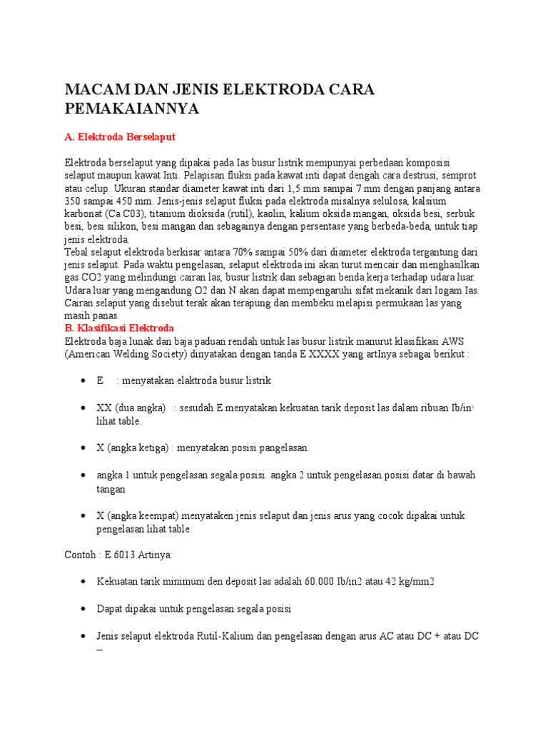 Macam Dan Jenis Elektroda Cara Pemakaiannya | PDF | Sains & Matematika