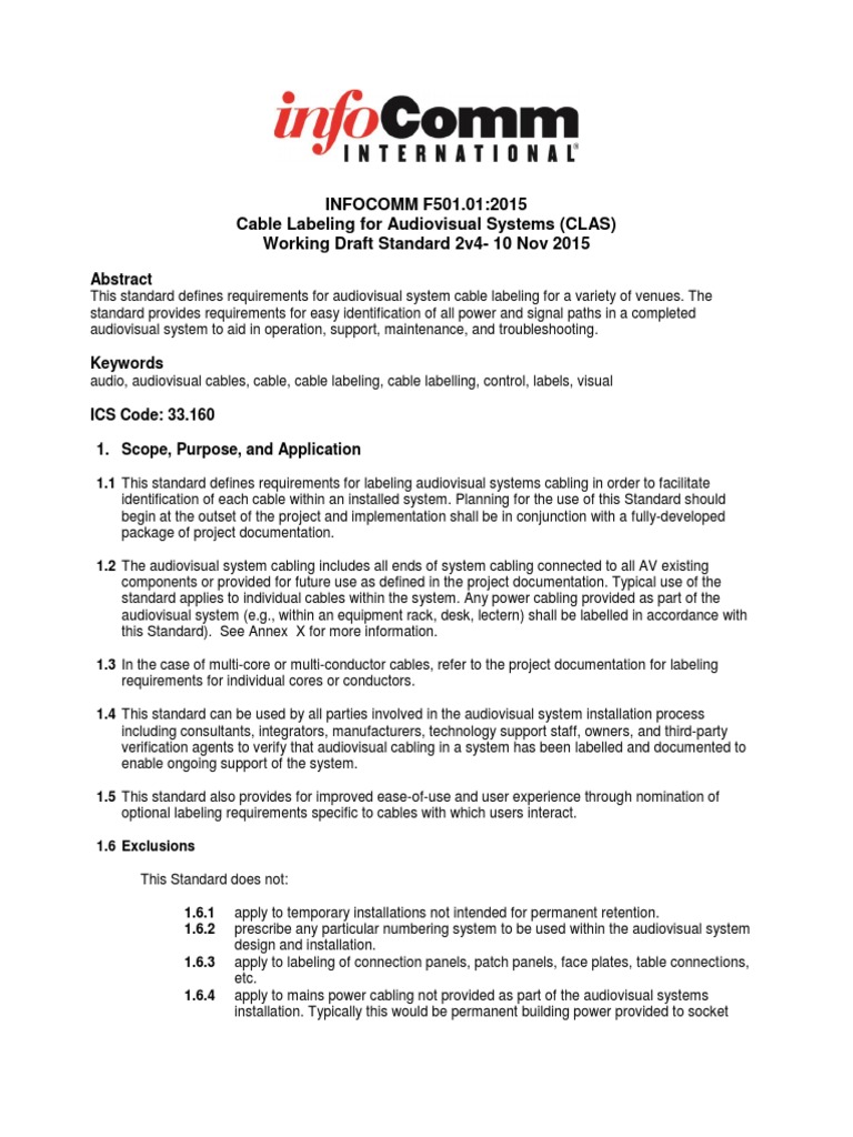 Cable Labeling Working Draft For Town Hall | PDF | Electrical Connector ...