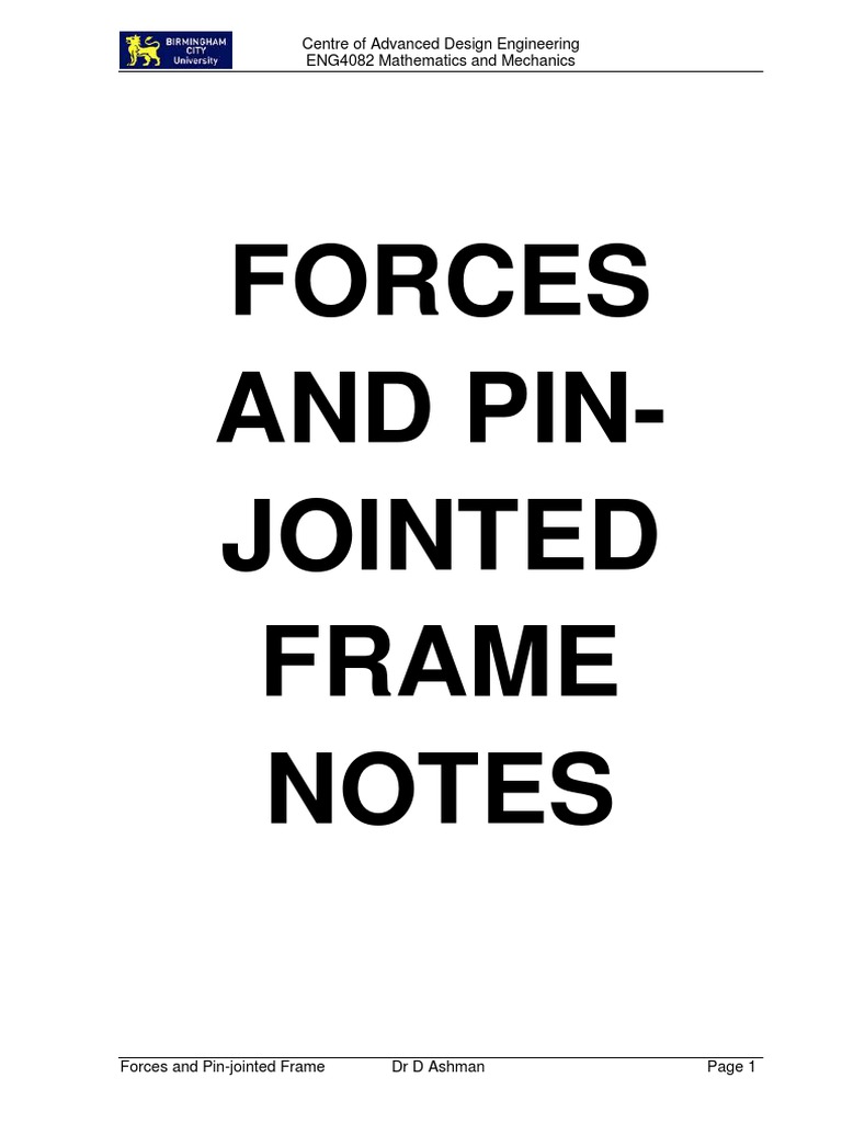 Forces & Pin-Jointed Frames Guide | PDF | Force | Stress (Mechanics)