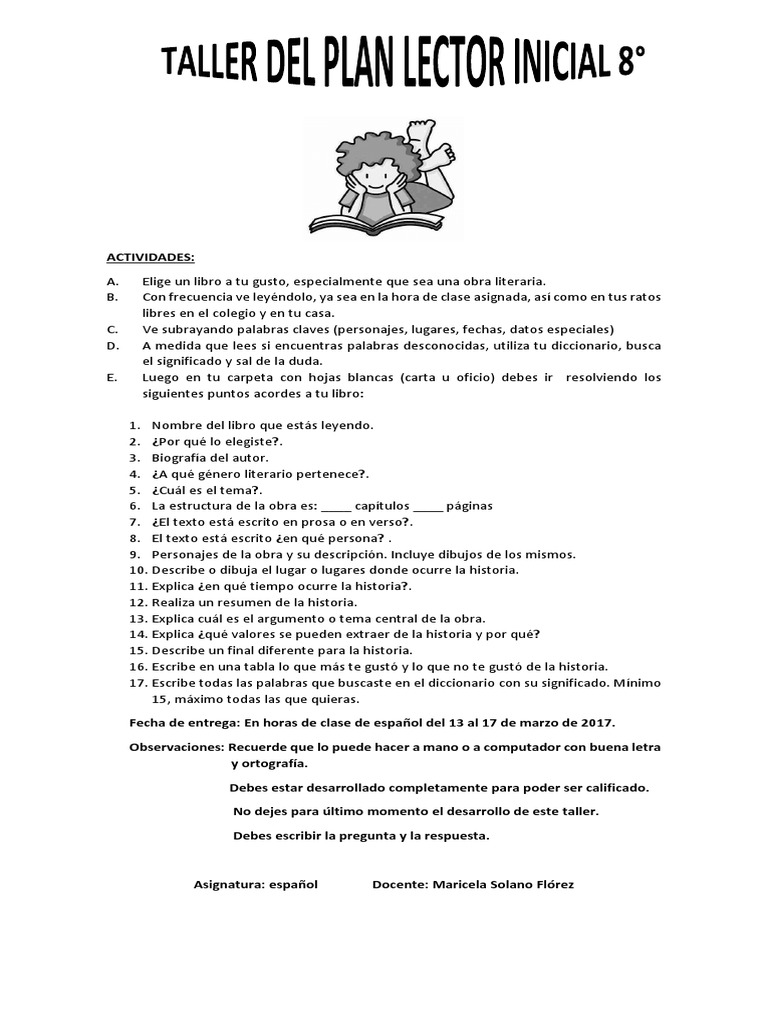 Plan Lector Inicial 8 Taller | PDF