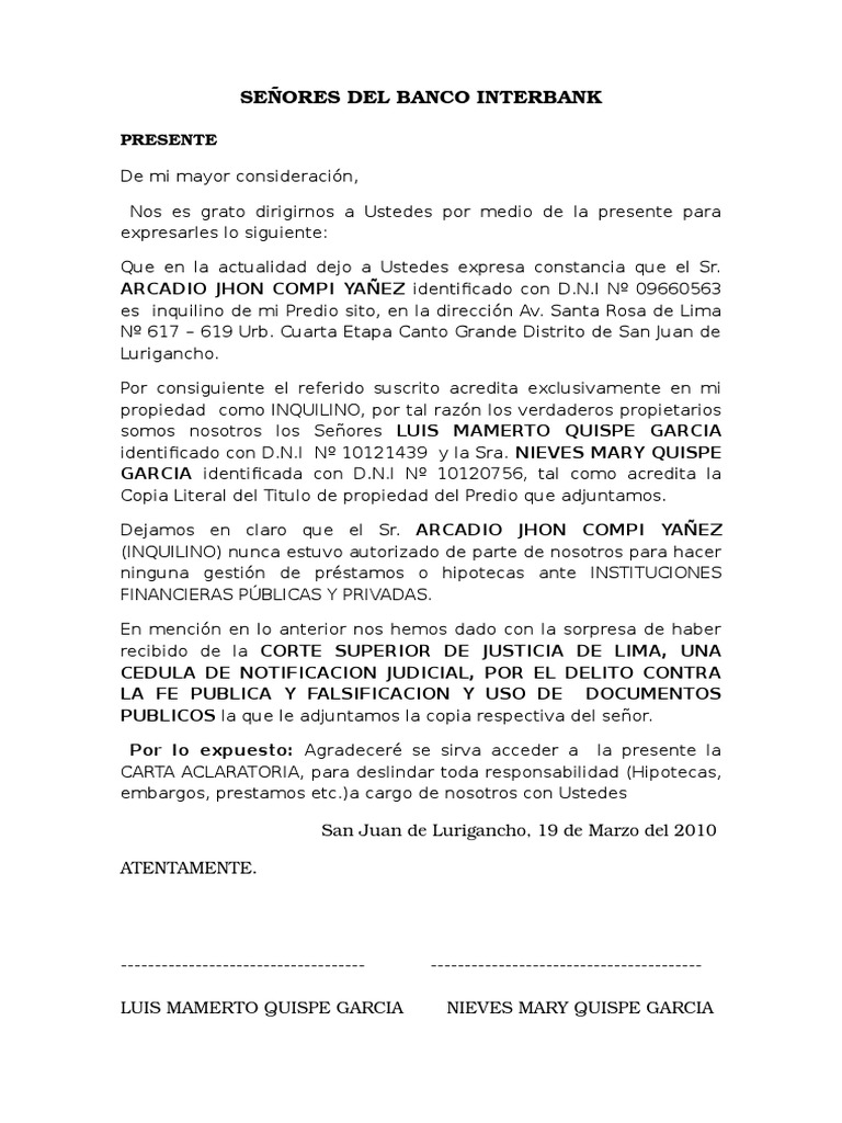 Carta de Aclaracion | PDF