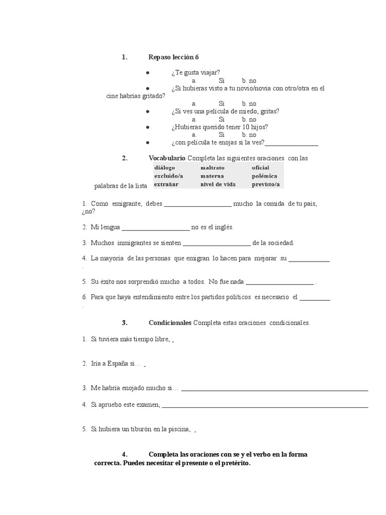 Repaso Lección 6 | PDF | Idiomas