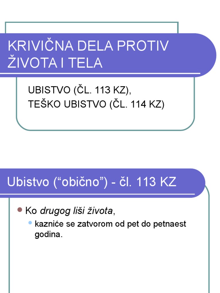 Ubistvo I Teško Ubistvo | PDF