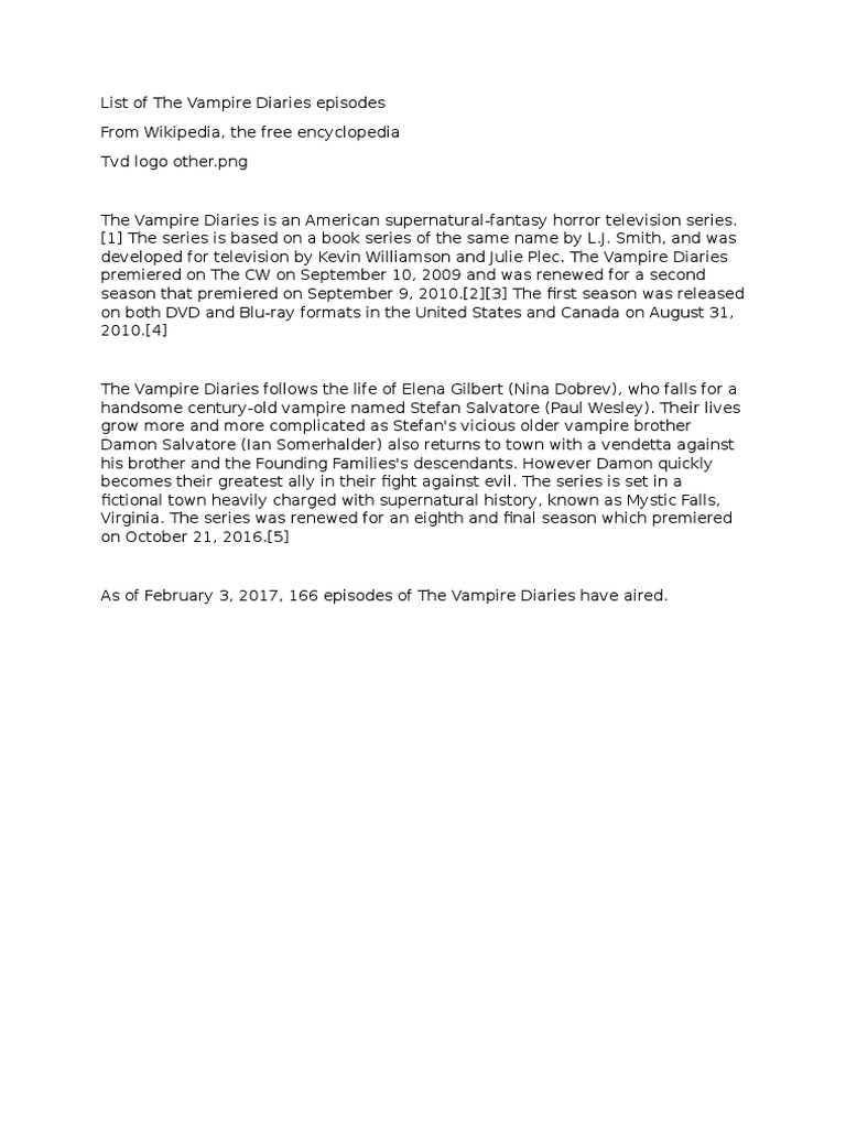 List of The Vampire Diaries Episodes | PDF