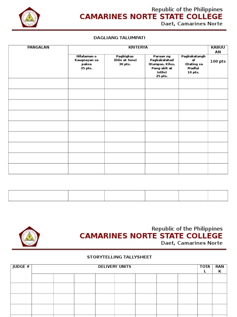 Rubrics Dagliang Talumpati | PDF