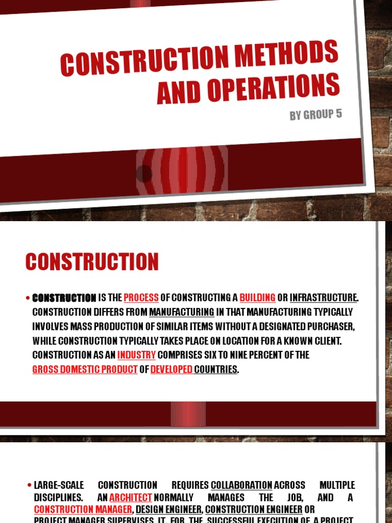 Group 5 Construction Methods and Operations | PDF | Economic Sectors ...