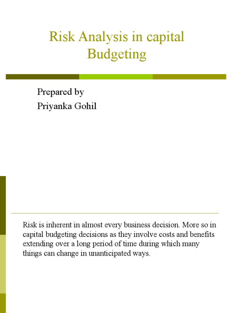 Risk Analysis in Capital Budgeting | PDF | Net Present Value | Risk Premium