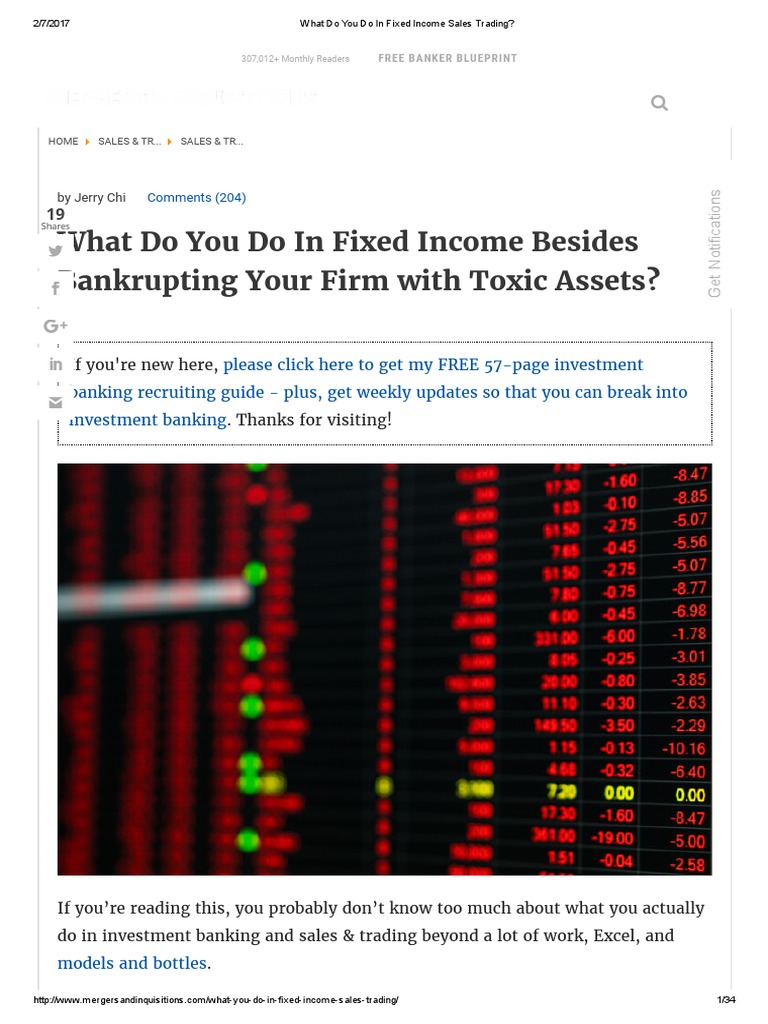 What Do You Do in Fixed Income Sales Trading | PDF | Fixed Income ...
