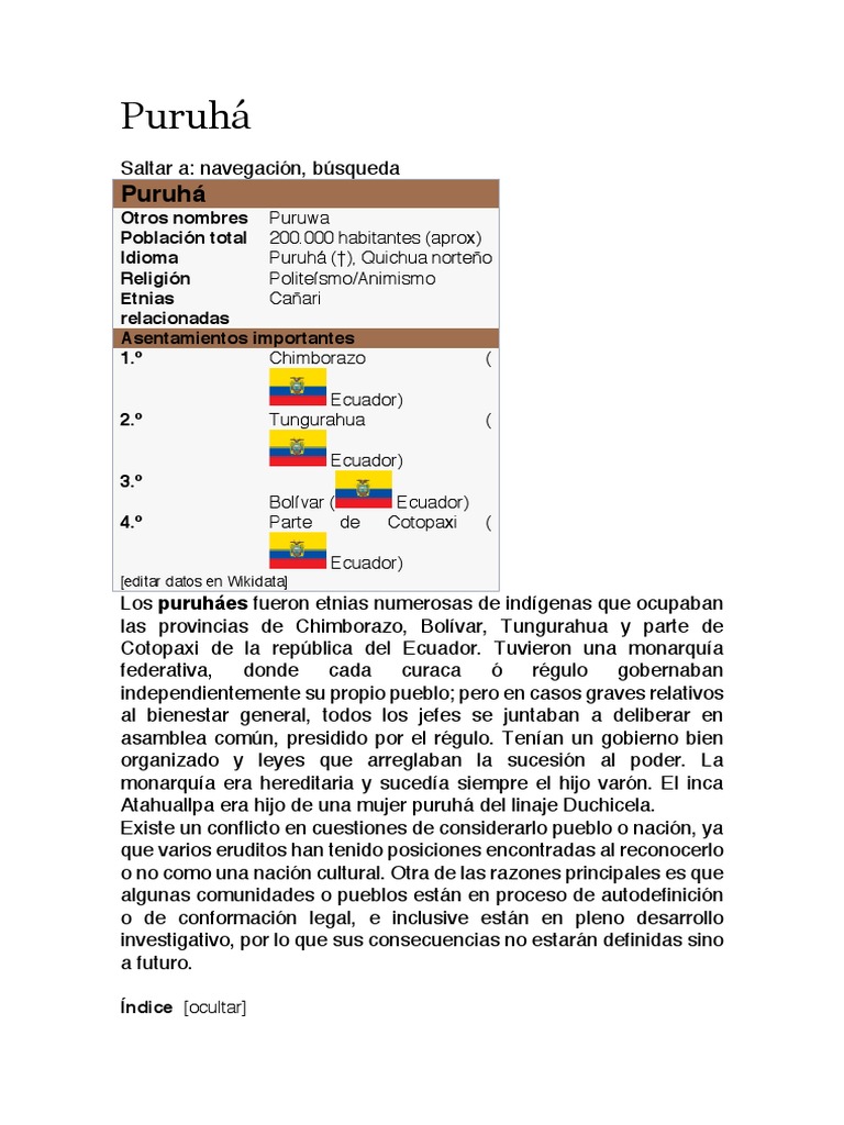 Cultura Puruhá | PDF | Etnicidad | Pueblos Indígenas de las Américas