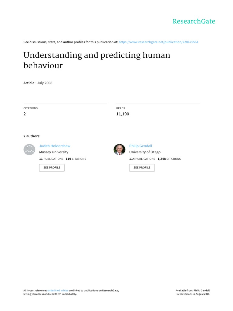 Understanding and Predicting Human Behaviour | PDF | Intention ...