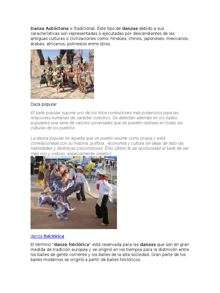 Danza Autóctona o Tradicional | PDF | Bailes | Ballet