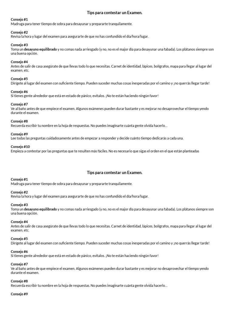 Tips para Contestar Un Examen | PDF