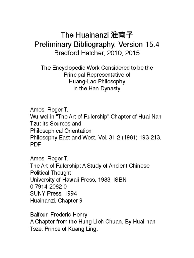 Huainanzi Bibliography | PDF | Chinese Philosophy | Chinese Literature