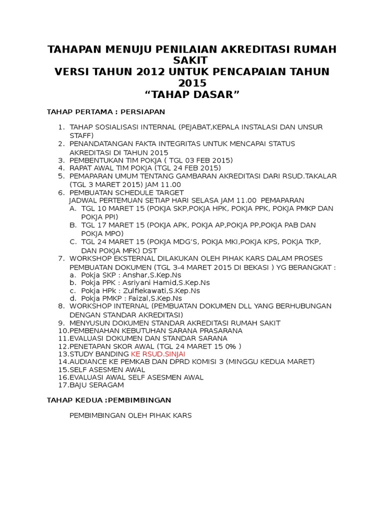 Tahapan Menuju Penilaian Akreditasi Rumah Sakit Pdf
