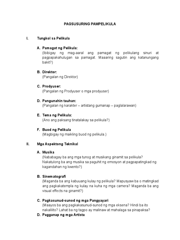 Pagsusuring Pampelikula | PDF