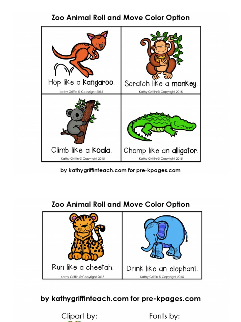 Zoo Animal Roll and Move PDF | PDF