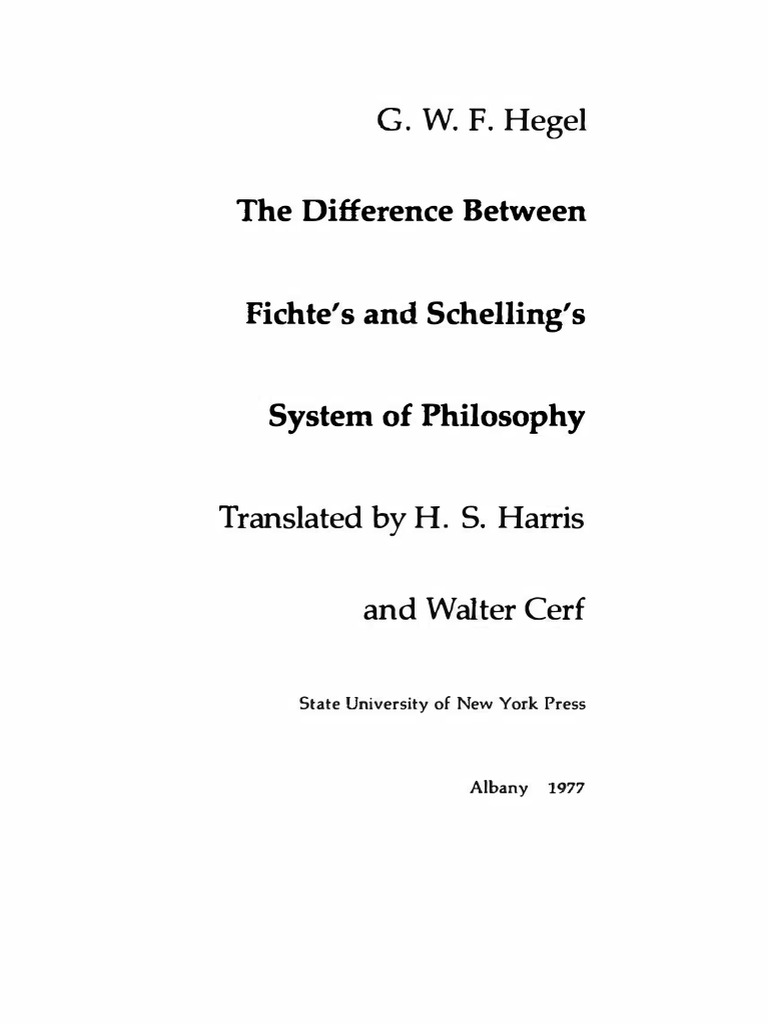 Hegel - The Difference Between Fichte and Schelling | PDF | Georg Wilhelm Friedrich Hegel ...