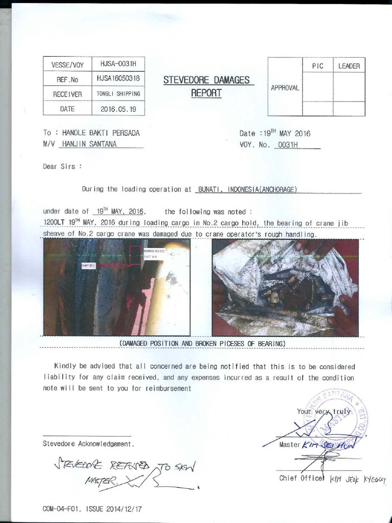 Stevedore Damage Report | PDF