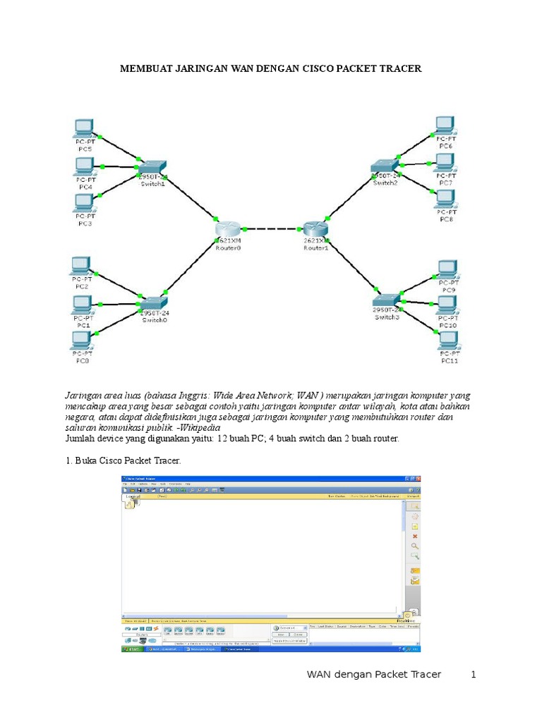 Membuat Jaringan WAN Dengan Cisco Packet Tracer | PDF | Komputer