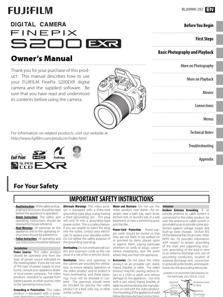 Finepix S200exr Manual 01 | PDF | Battery (Electricity) | Battery Charger