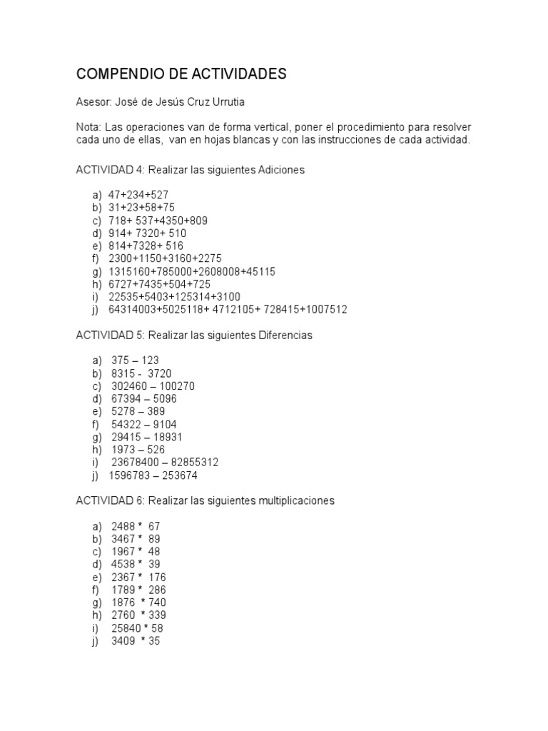 Compendio de Actividades | PDF