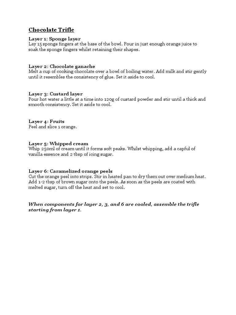 A Sweet Sensation: Layered Chocolate, Custard, and Fruit Trifle | PDF