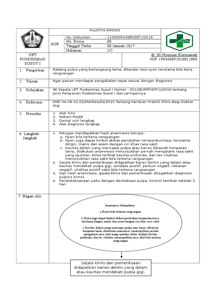 Sop Pulpitis Kronis | PDF