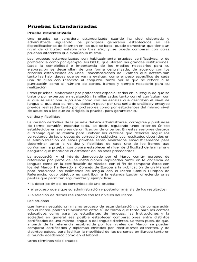 Guía sobre Pruebas Estandarizadas | PDF | Validez (Estadísticas ...