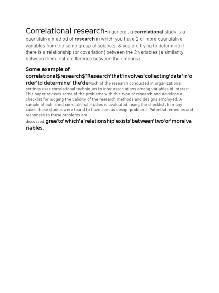 Evaluating the Validity of Correlational Research Methods and Designs ...