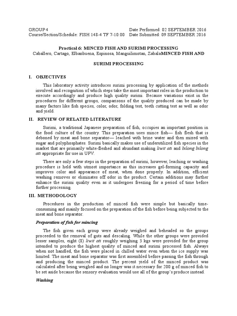 6 Minced Fish and Surimi Processing | PDF | Nature