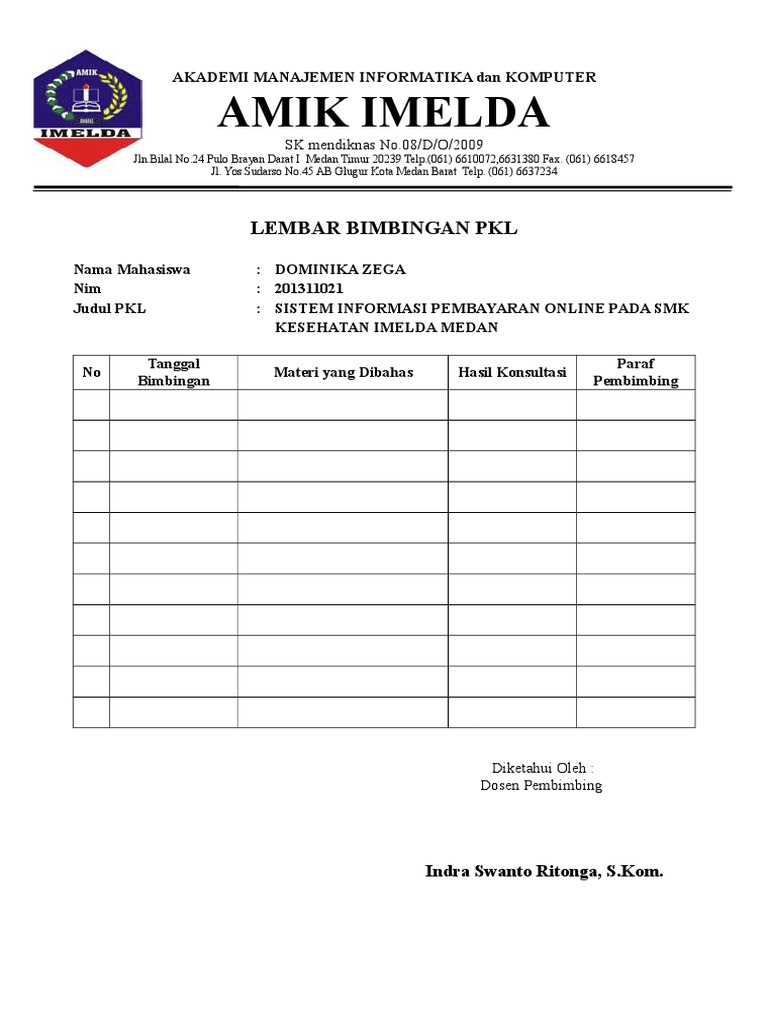 Lembar Bimbingan PKL | PDF