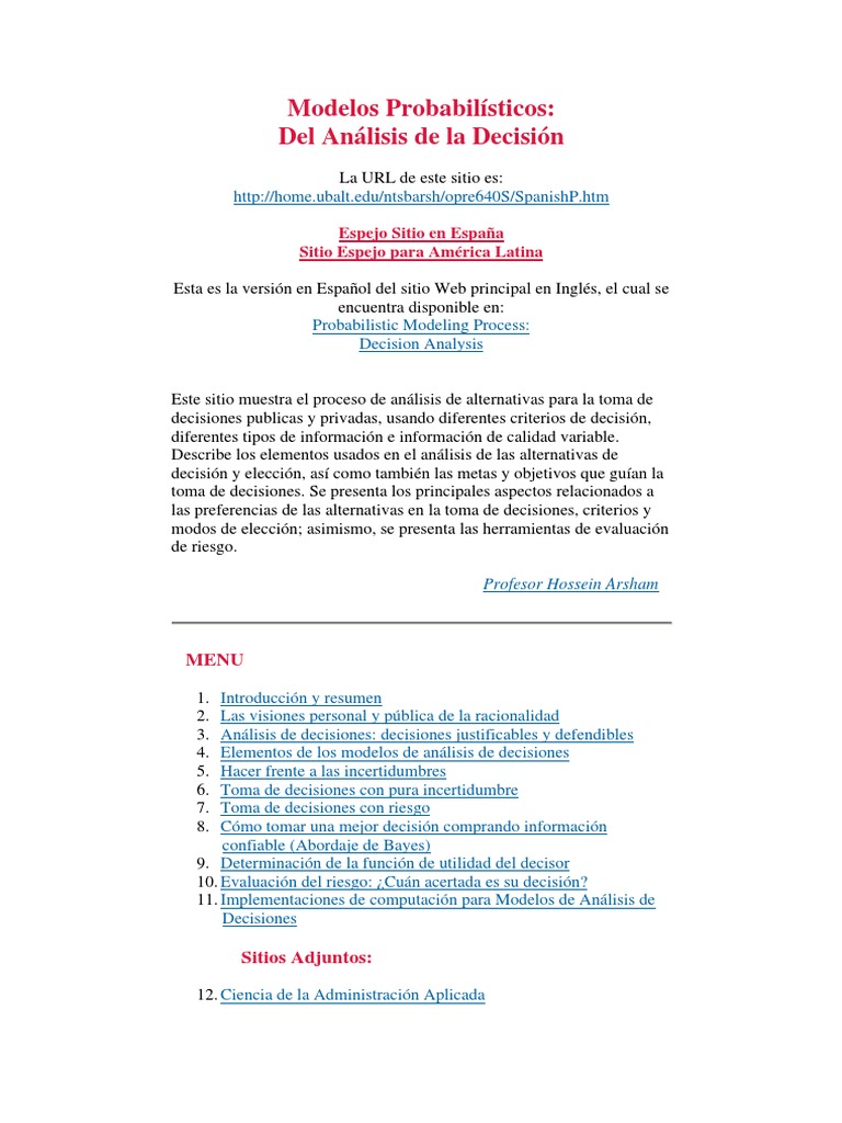 Modelo Deterministico y Probabilistico PDF | PDF | Teoría de decisiones ...