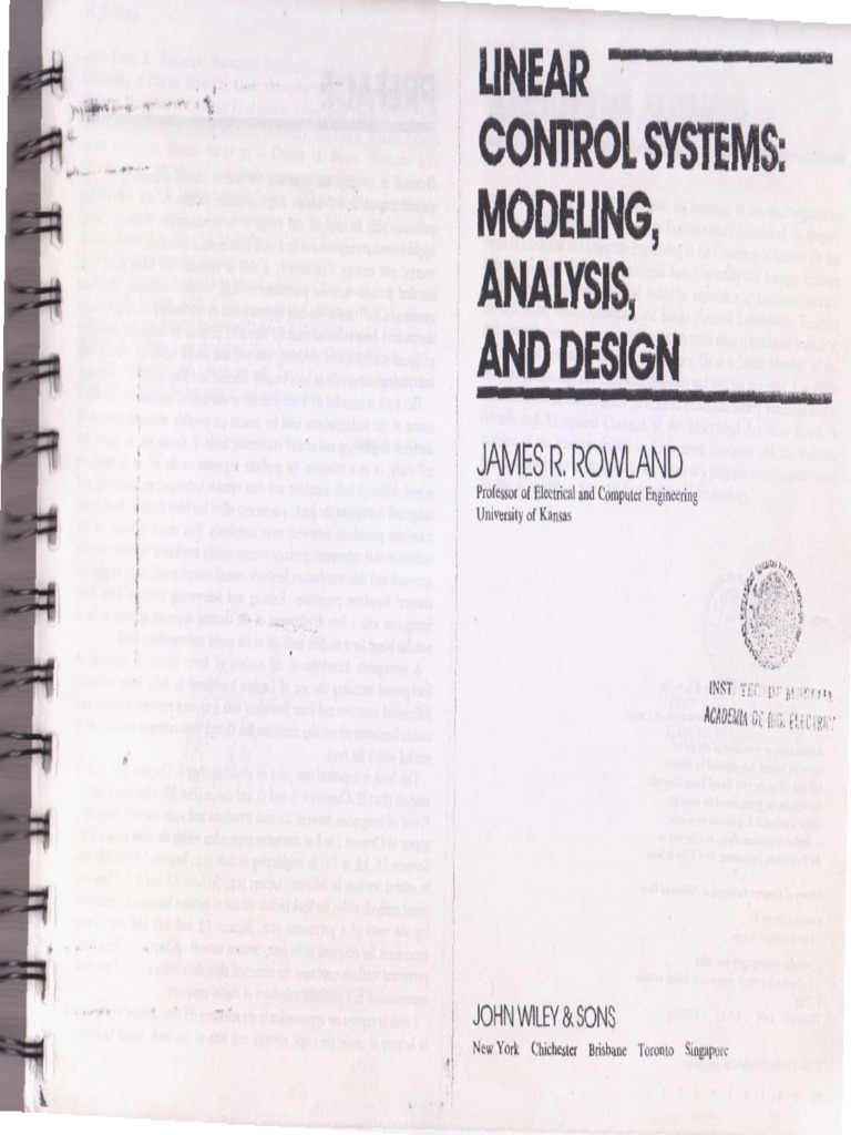 Linear Control Systems, Modeling, Analysis and Design | PDF | Stability Theory | Control Theory