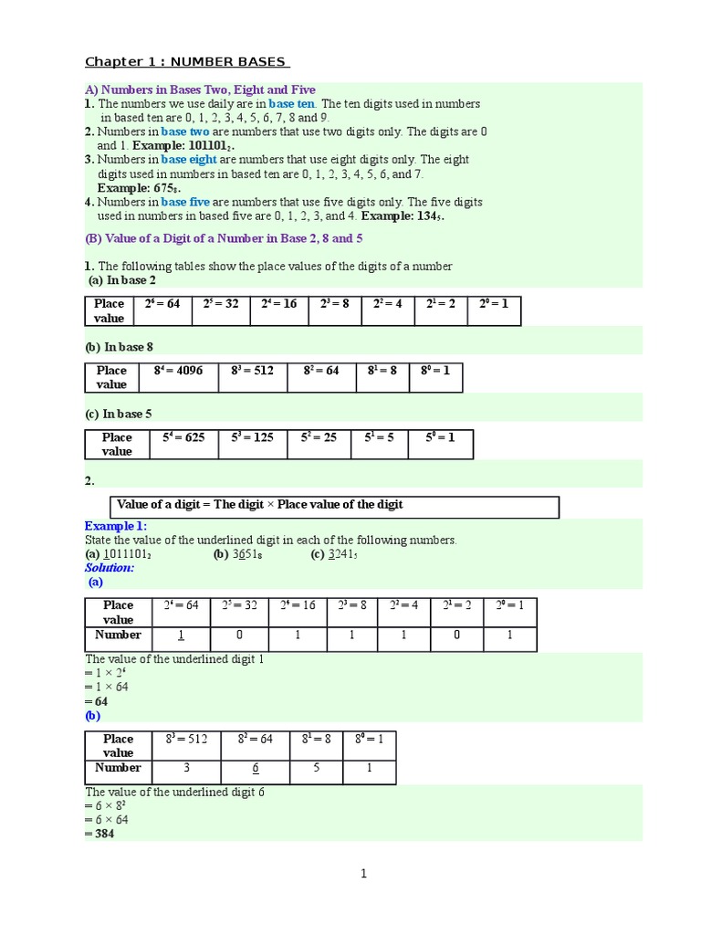 Chapter 1 Number Bases | PDF | Decimal | Calculator