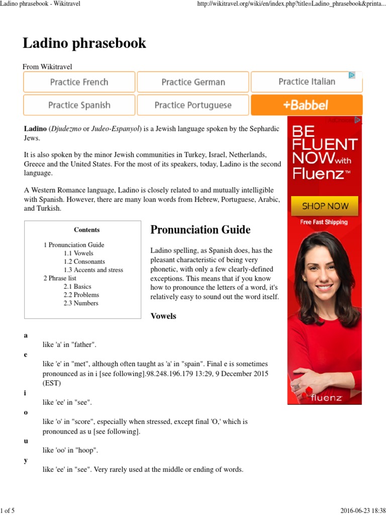 Ladino Phrasebook | Symbols | Languages