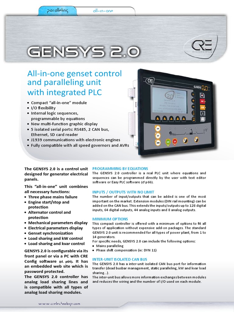 Gensys 2.0 Datasheet | PDF | Mains Electricity | Power Supply
