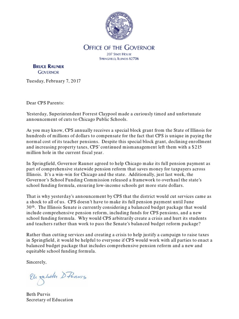 Sec. Purvis Letter To CPS Parents | PDF