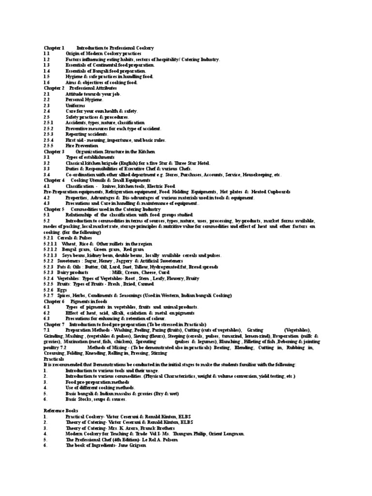 Chapter 1 Introduction To Professional Cookery | PDF | Chef | Foods